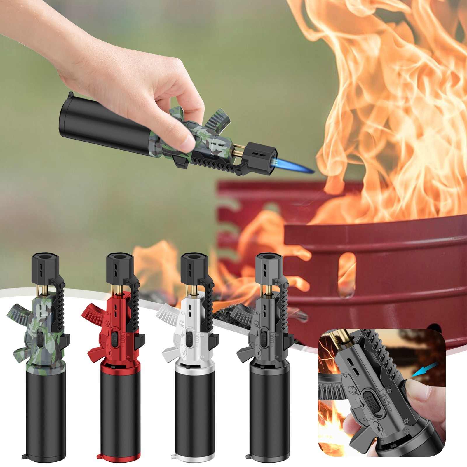 Hkapeg 2024 Desktop Style Spray Windproof Inflatable Lighter Outdoor ...