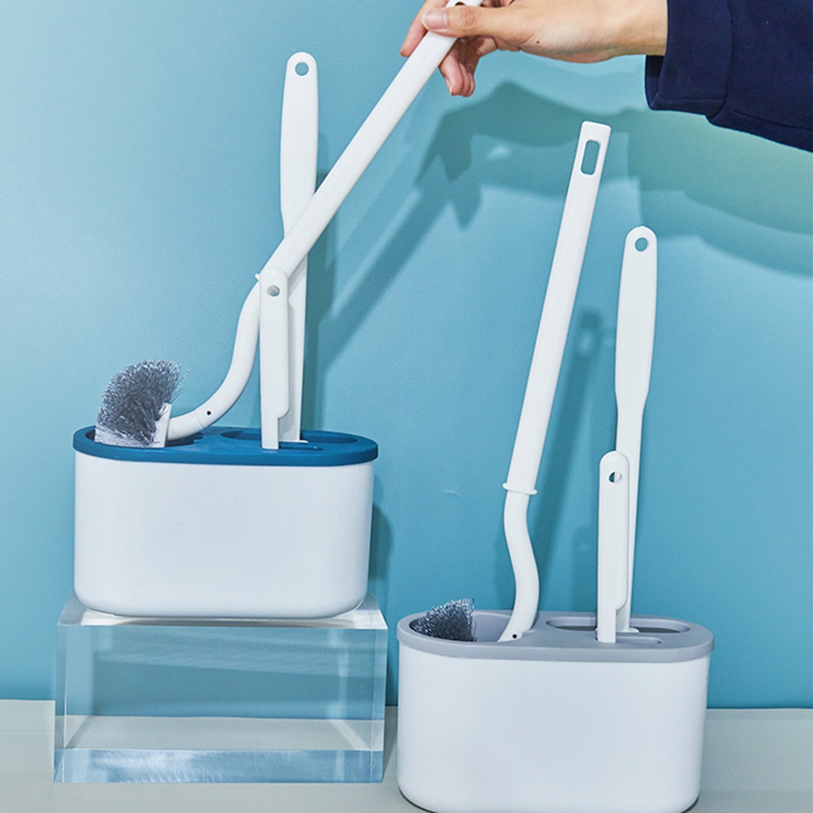 Hkapeg Wall-Mounted And Floor-to-Ceiling Dual-Purpose Toilet Brush Set, Space Saving And 360 ...