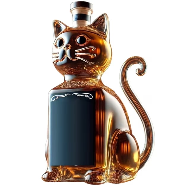 Hkcnichi Funny Whiskey Cat Bottle, 10 Oz Unique Glass Decanter for ...