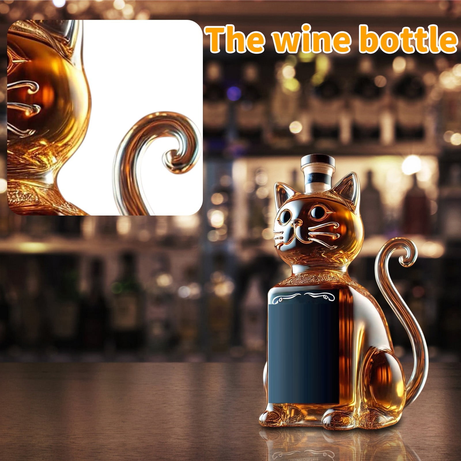 Hkcnichi Funny Whiskey Cat Bottle, 10 Oz Unique Glass Decanter for ...