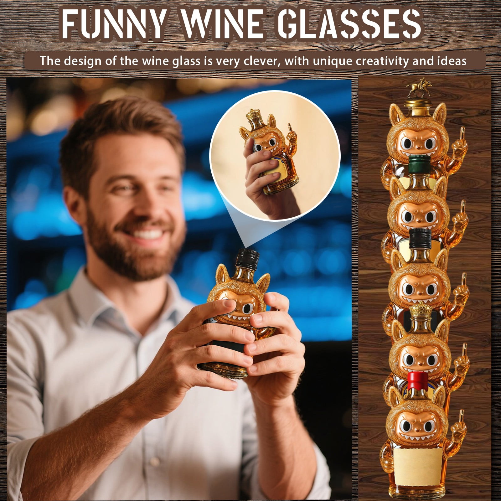 Hkcnichi La*bu*bu Whiskey Decanter Unique Decanter with Recyclable Stopper, Animal Whiskey ...