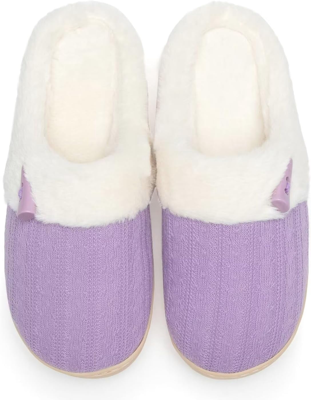 HkeDes Women's Slip on Fuzzy House Slippers Memory Foam Slippers Scuff ...