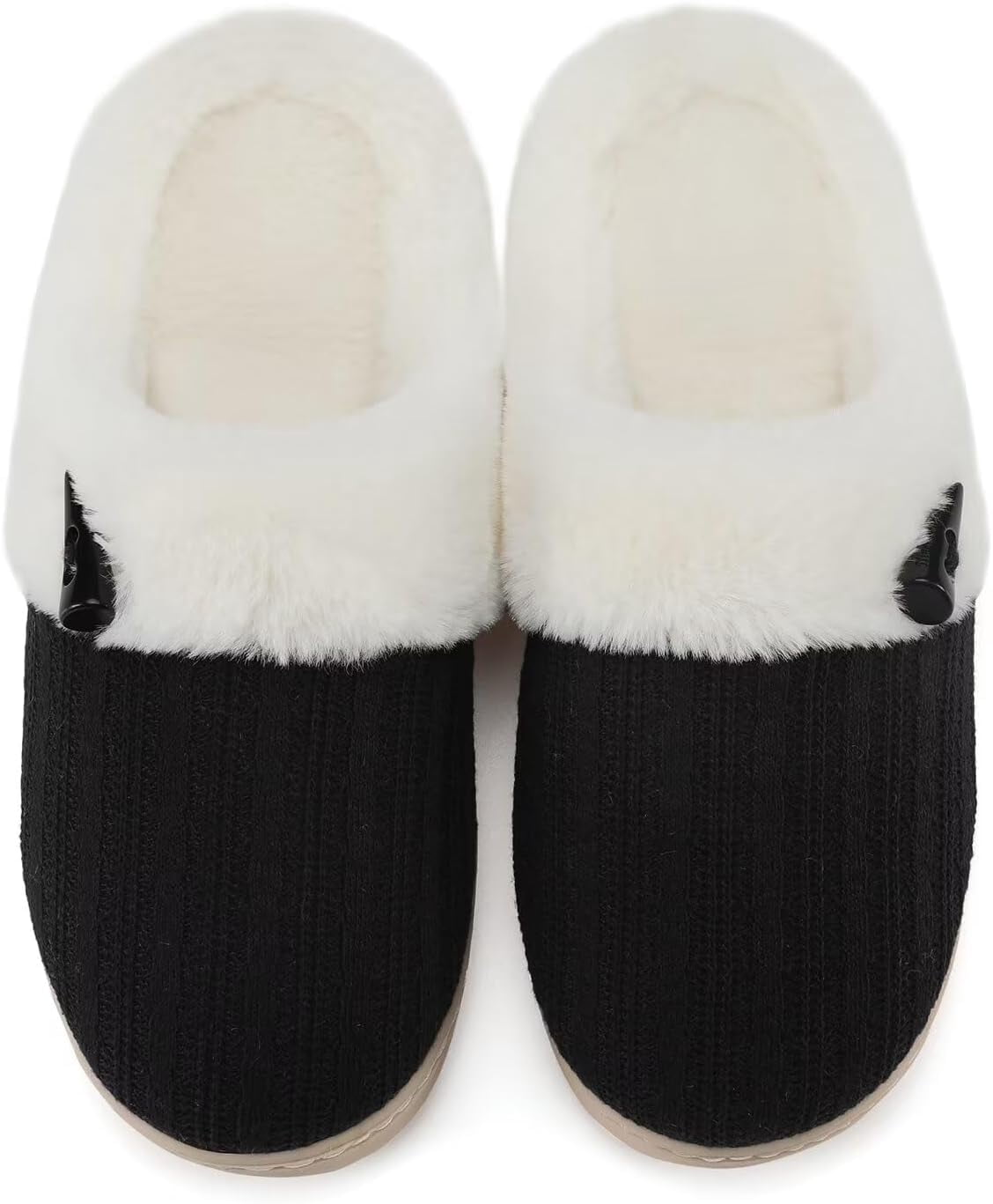 HkeDes Women's Slip on Fuzzy House Slippers Memory Foam Slippers Scuff ...