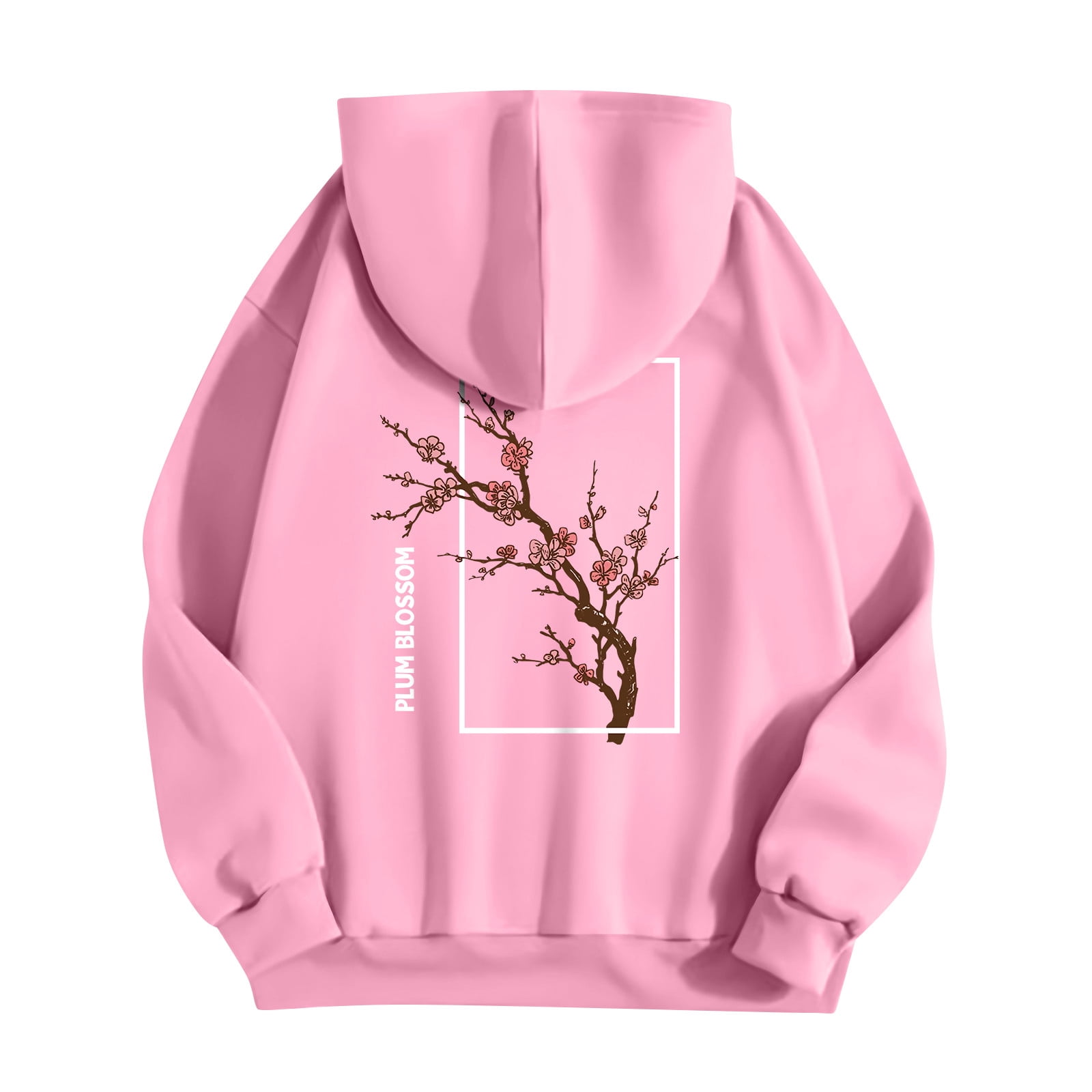 Hkibbfh Pink Palm Puff Hoodie for Womens Y2k Cute Long Sleeve Letter ...