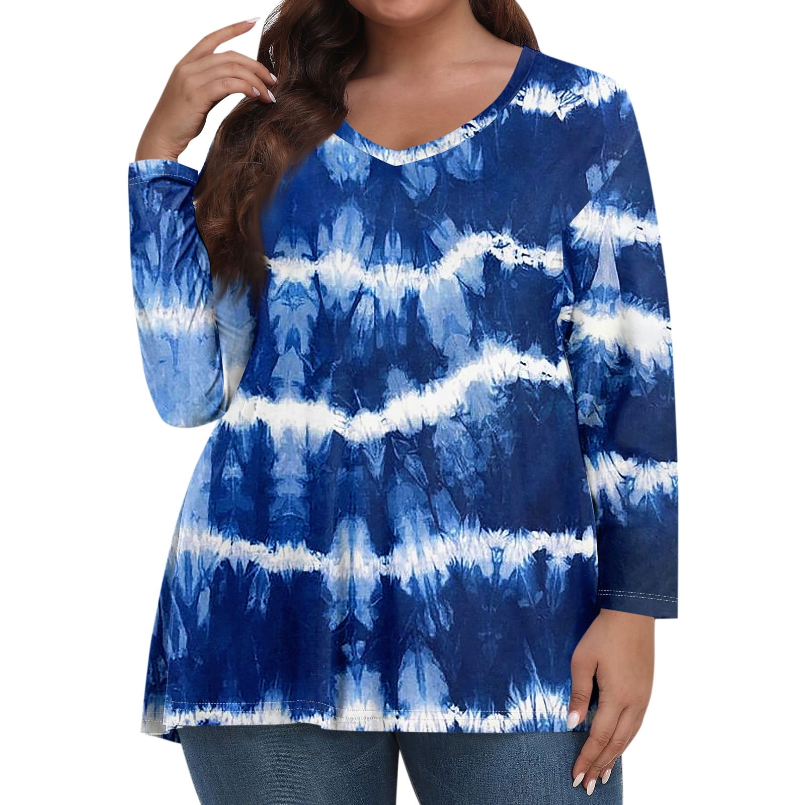 Hkibbfh Plus Size Tops for Women Dressy 4x-5x Plus Tops V Neck Plus ...