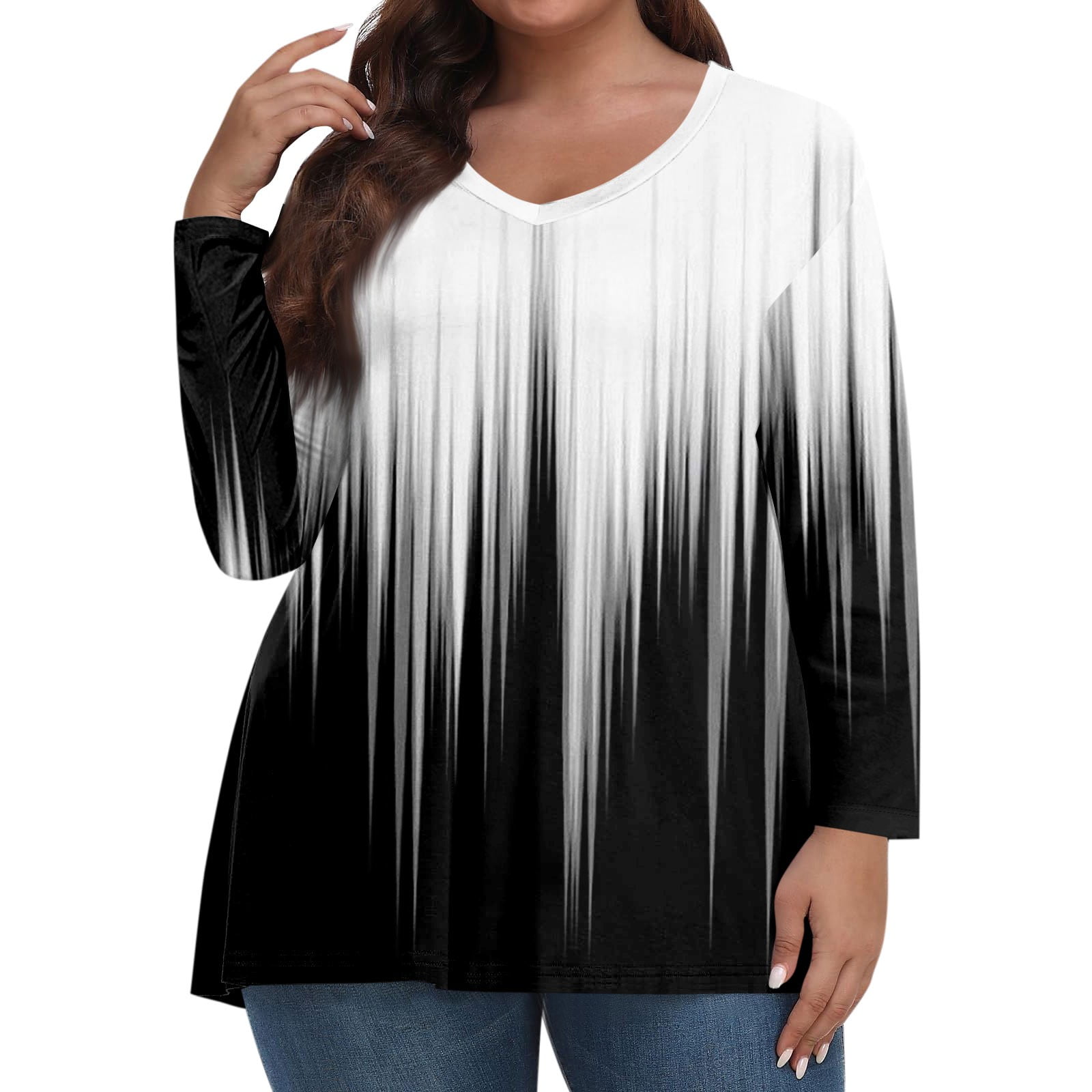 Hkibbfh Plus Size Tunic Tops for Women Clearance Plus Size Spring Tops ...