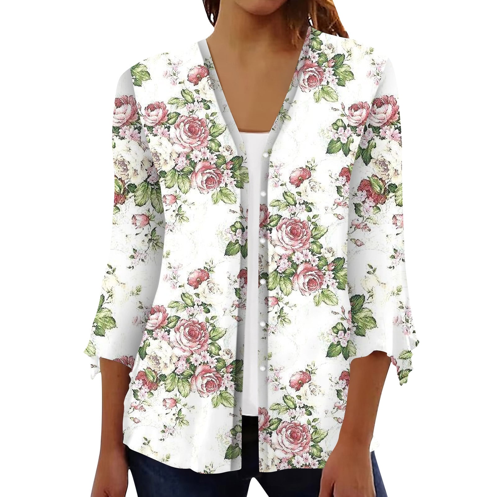 Hkibbfh Women's Lightweight Cardigan Sweaters 3/4 Sleeve Summer ...