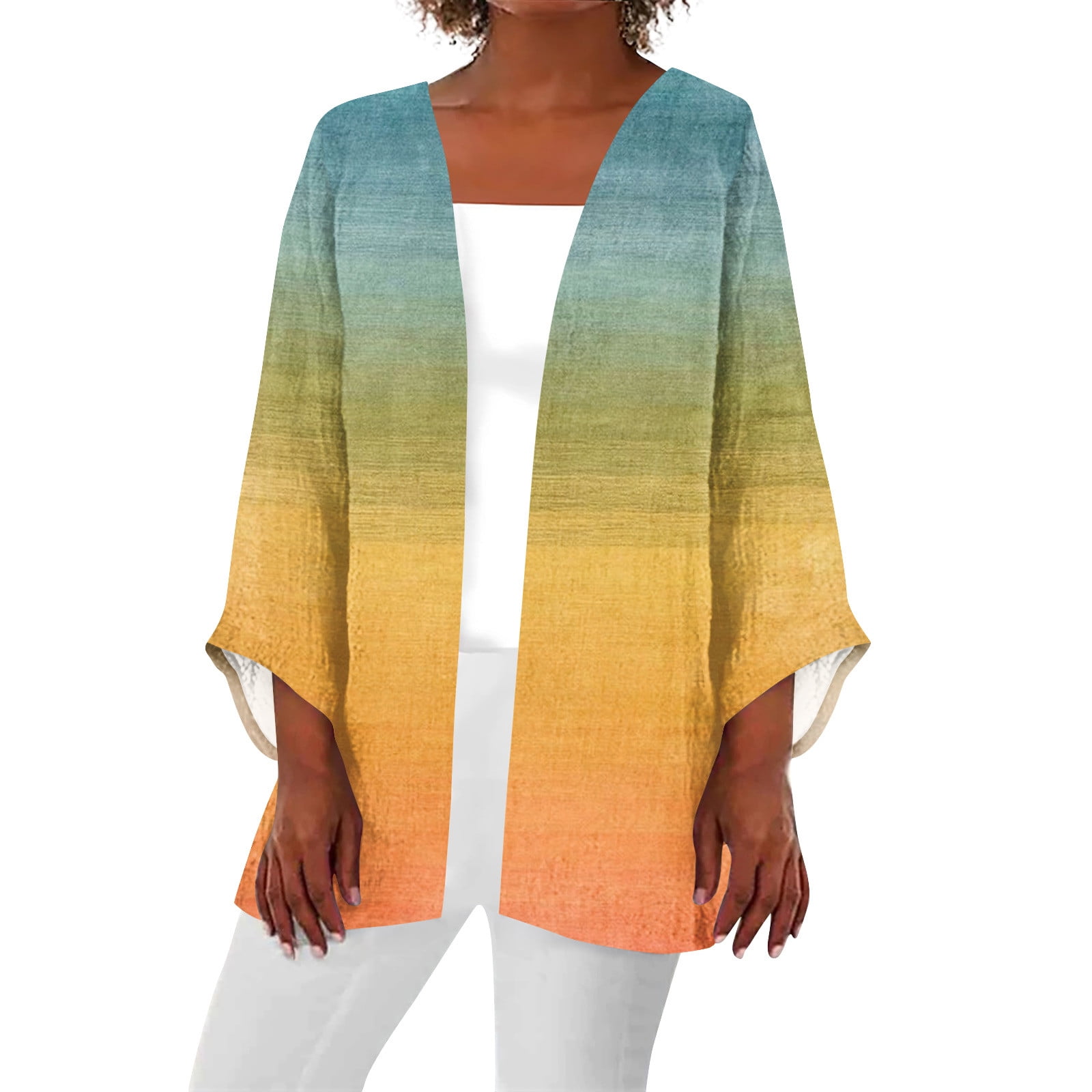 Hkibbfh Womens Kimono 34 Sleeve Summer Cardigans For Women Lightweight