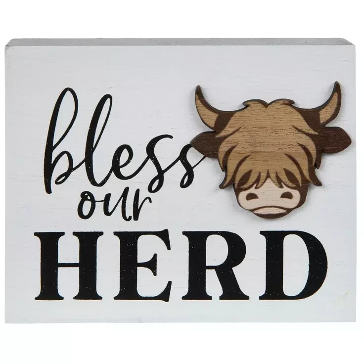 Hl Spring Decor - Blessed Our Herd Highland Cow Box Sign - Walmart.com