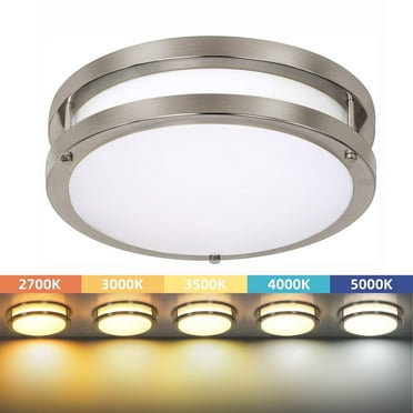 Energetic Lighting 14" LED Flush Mount Light Fixture, Brushed Nickel ...