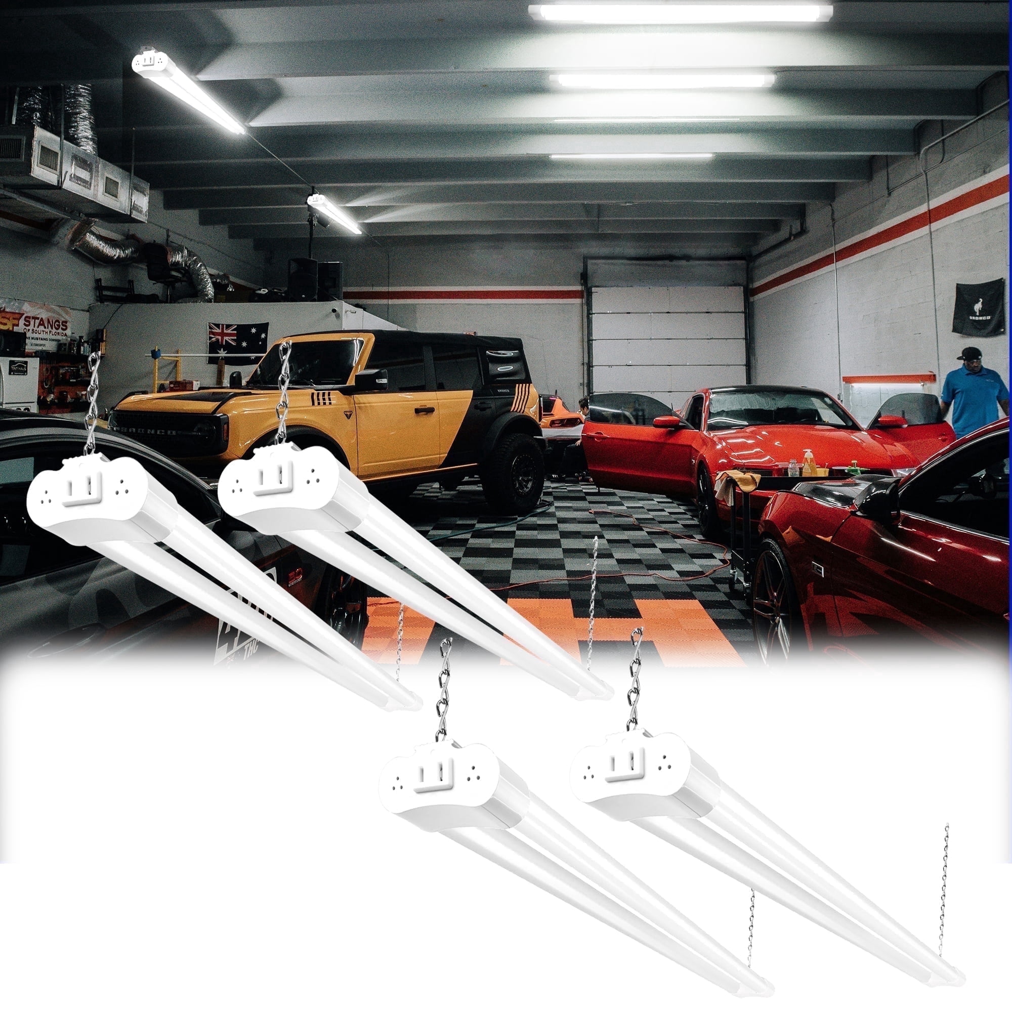 Hlite 4 Pack Linkable 4FT LED Shop Light, 42W 4400LM 5000K Daylight ...