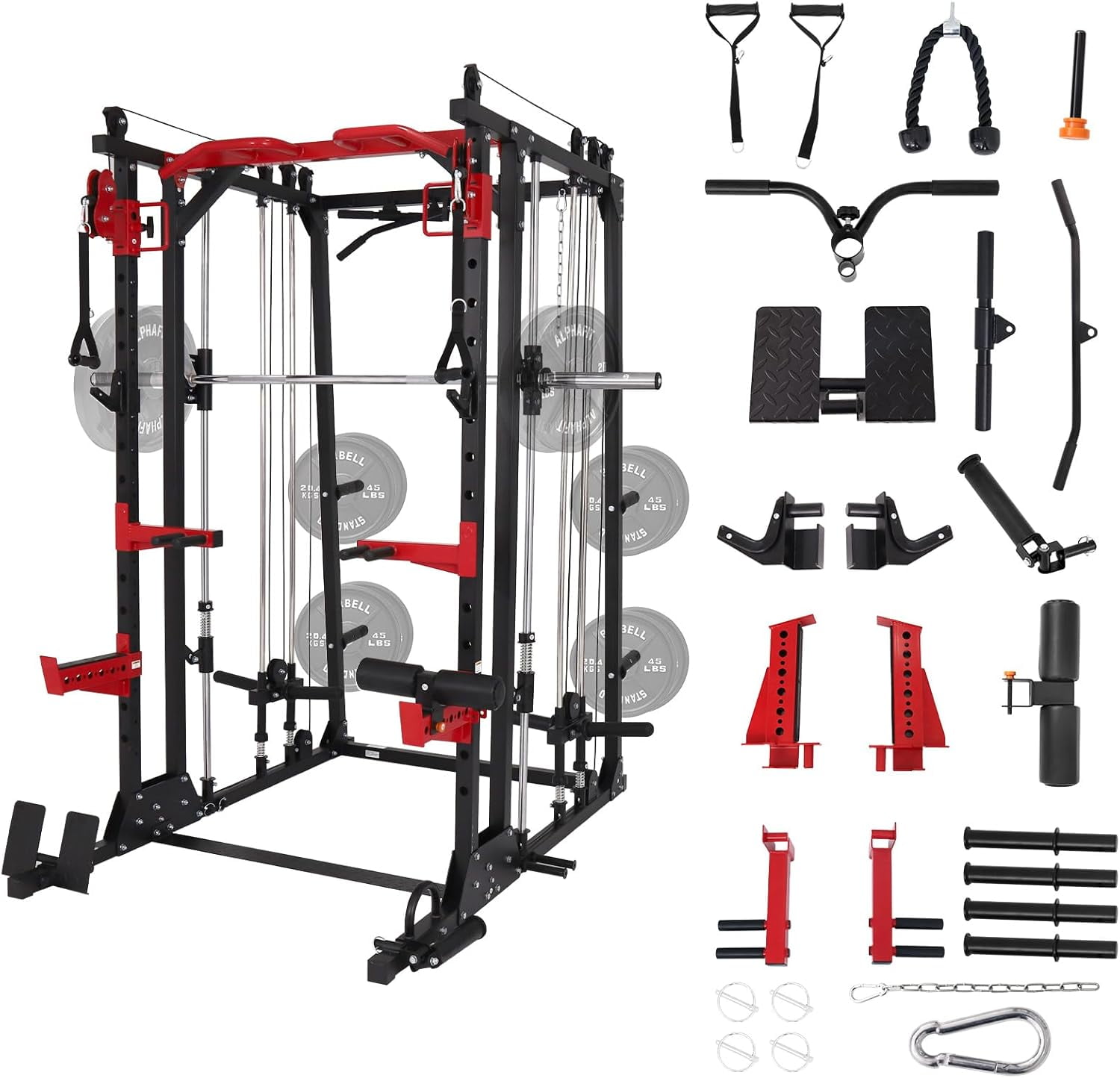 Hlivelood Smith Machine Home Gym, 2000LBS Multi-Function Power Cage ...