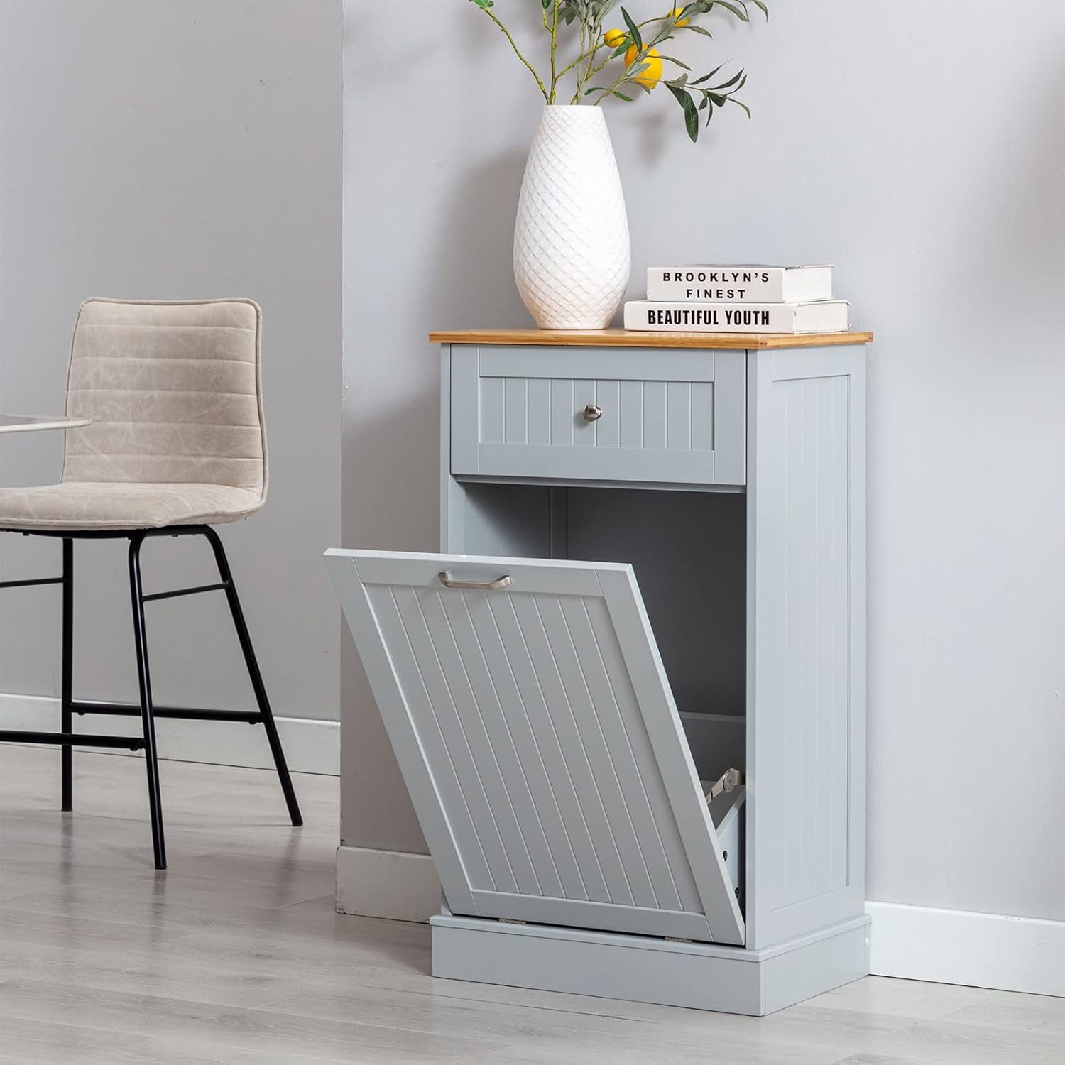 Hlivelood Trash Cabinet Tilt Out Freestanding, Kitchen Trash Cabinet ...