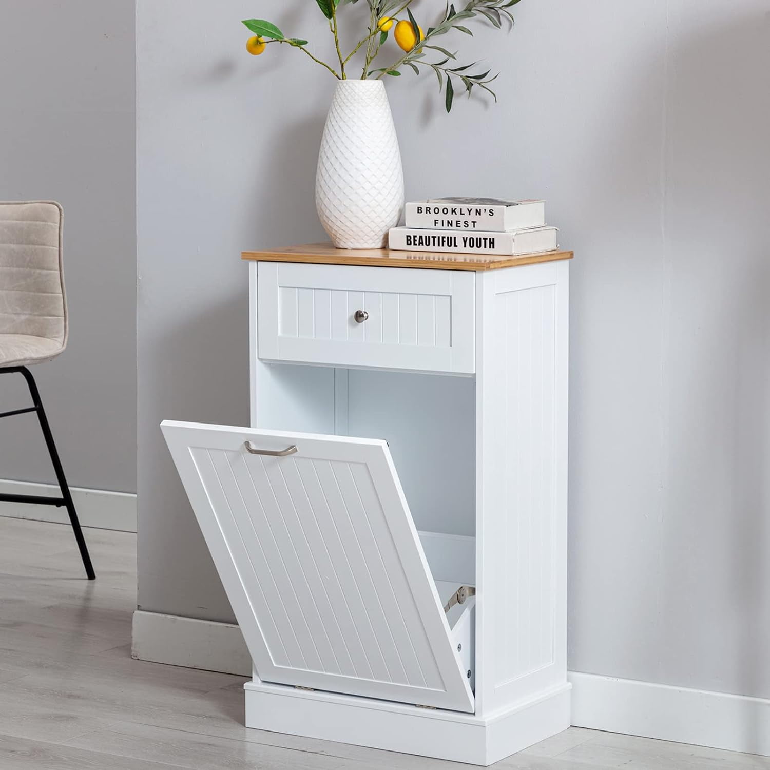 Hlivelood Trash Cabinet Tilt Out Freestanding, Kitchen Trash Cabinet ...