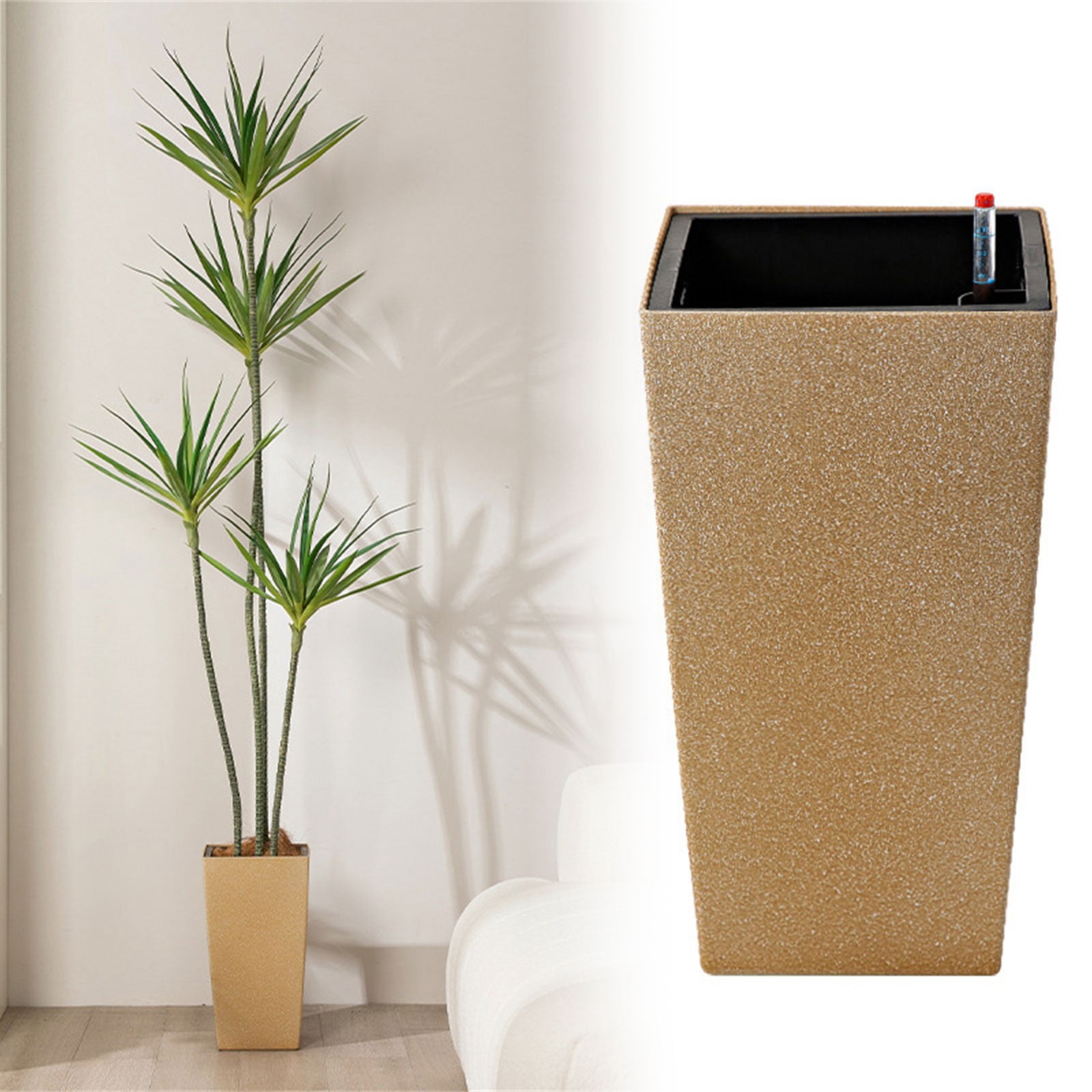 Hlkjkls Fashion Square High Tube Flower Pot - Plastic Imitation Cement ...