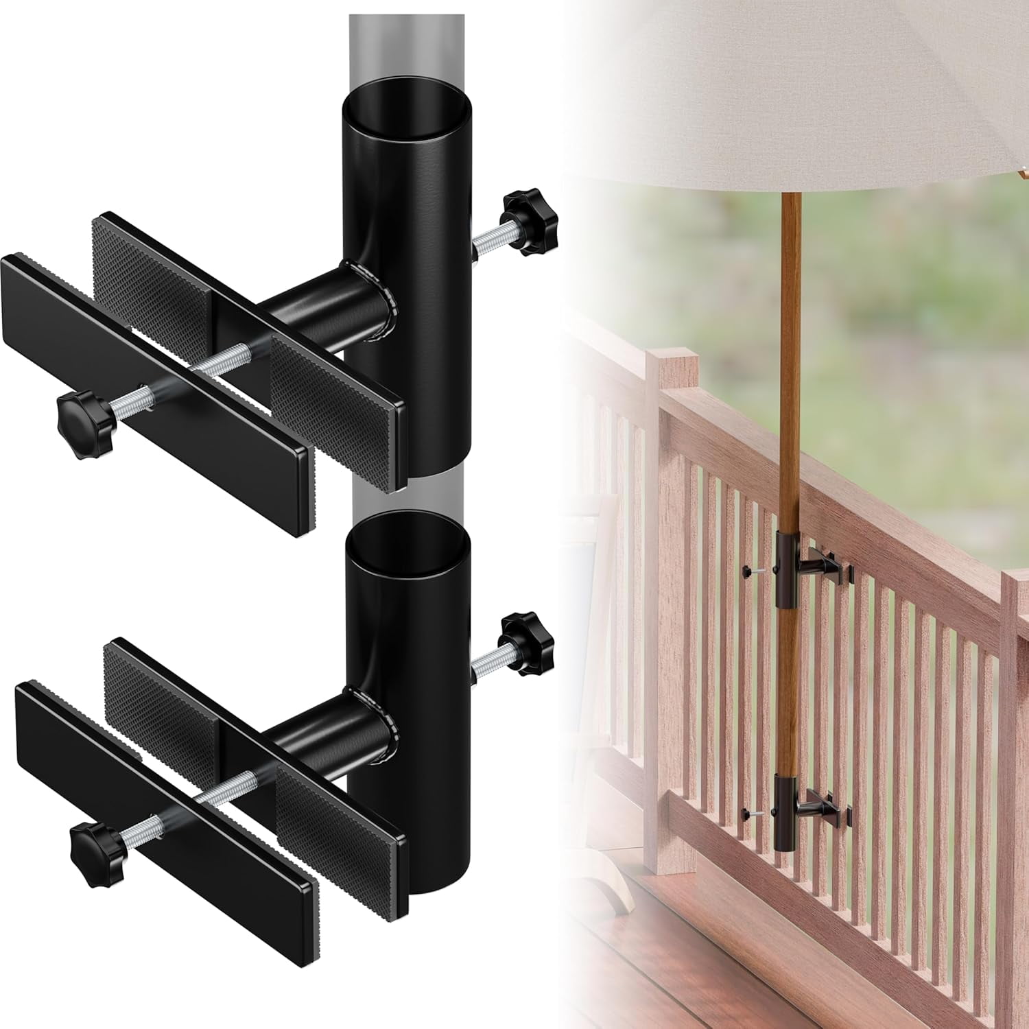 Hltern Holder for Deck Railing Adjustable Base Stand Clamp Deck Mount ...