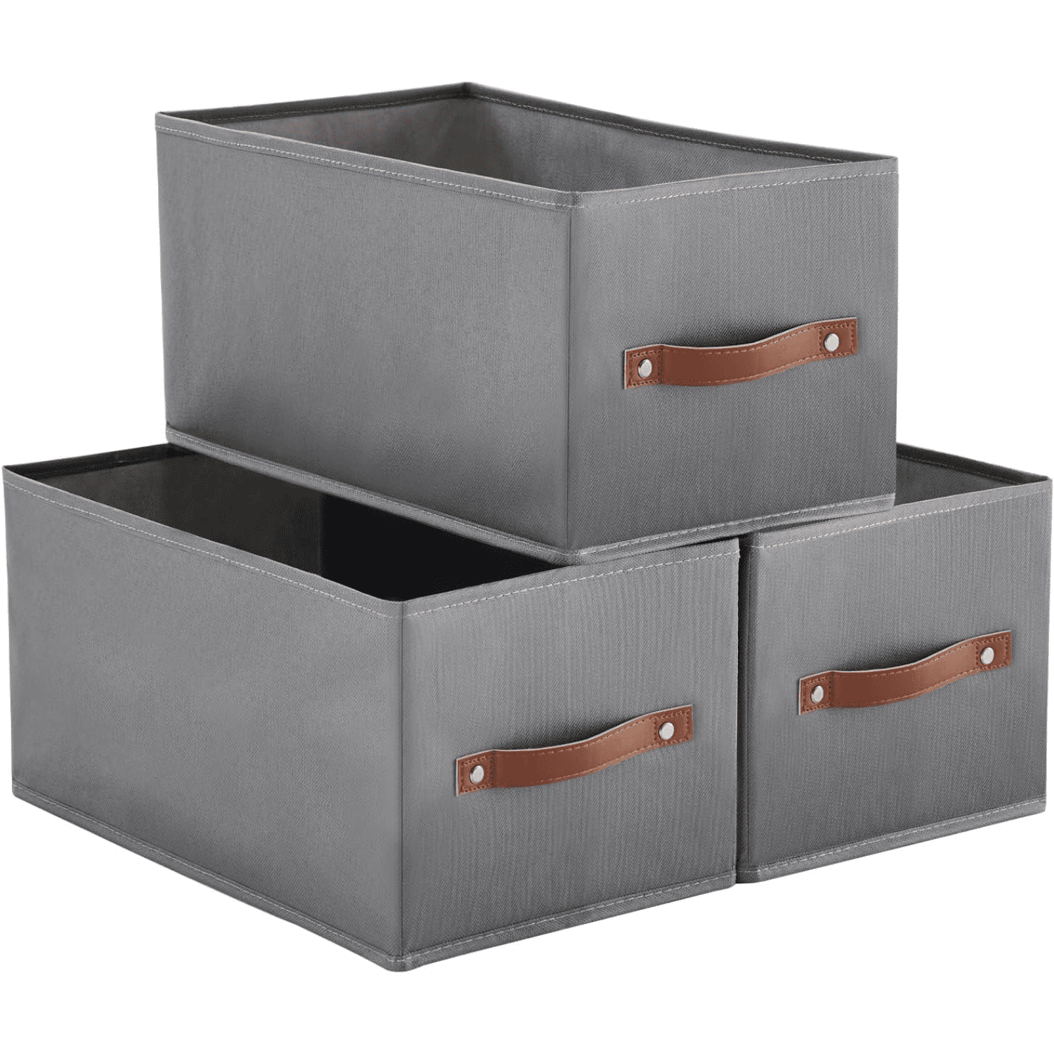 Hltop 3 Pack Storage Bins for Shelves with Handles Closet Organizer ...