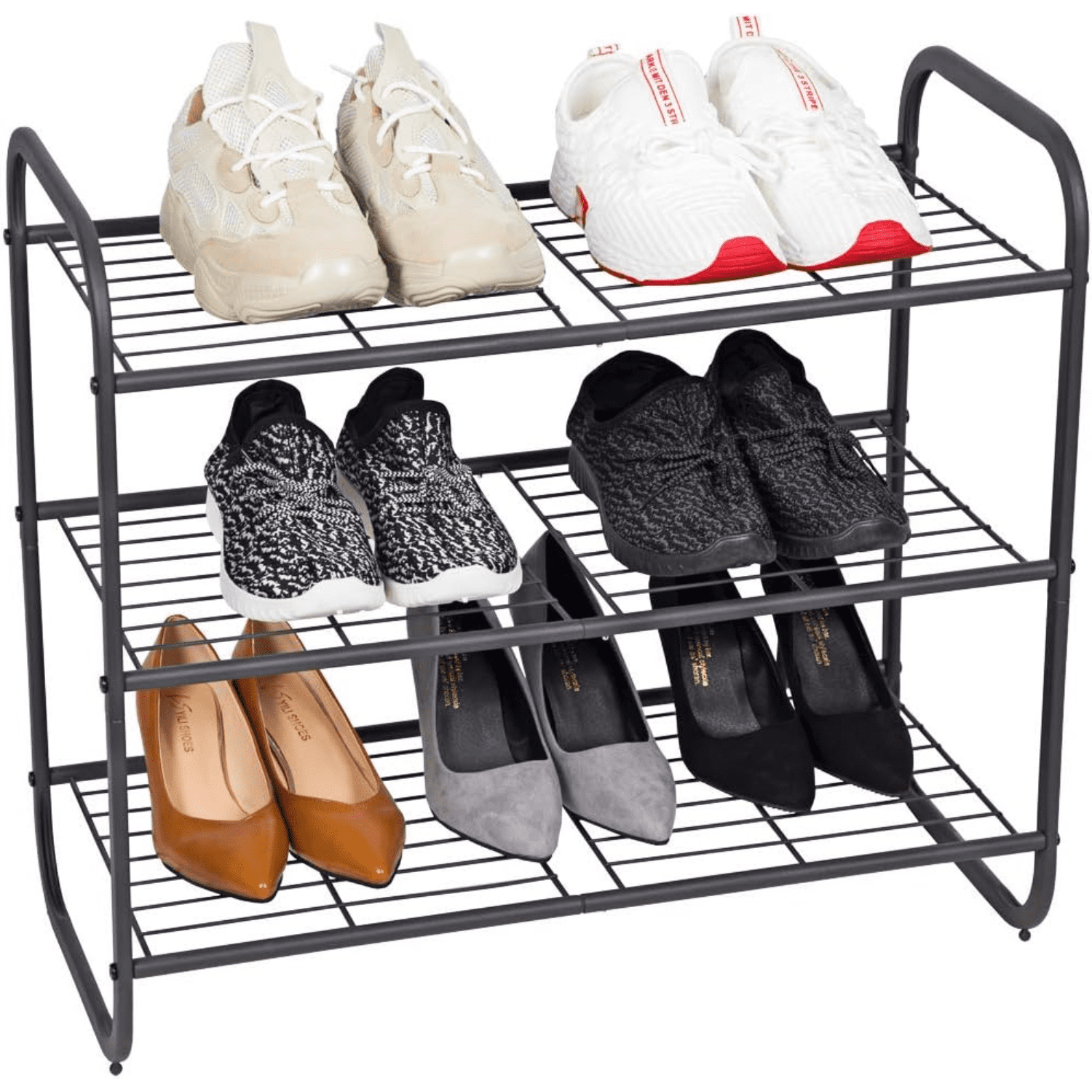 Hltop 4-Tier Metal Shoe Rack Free Standing Shoe Storage Organizer Wire ...