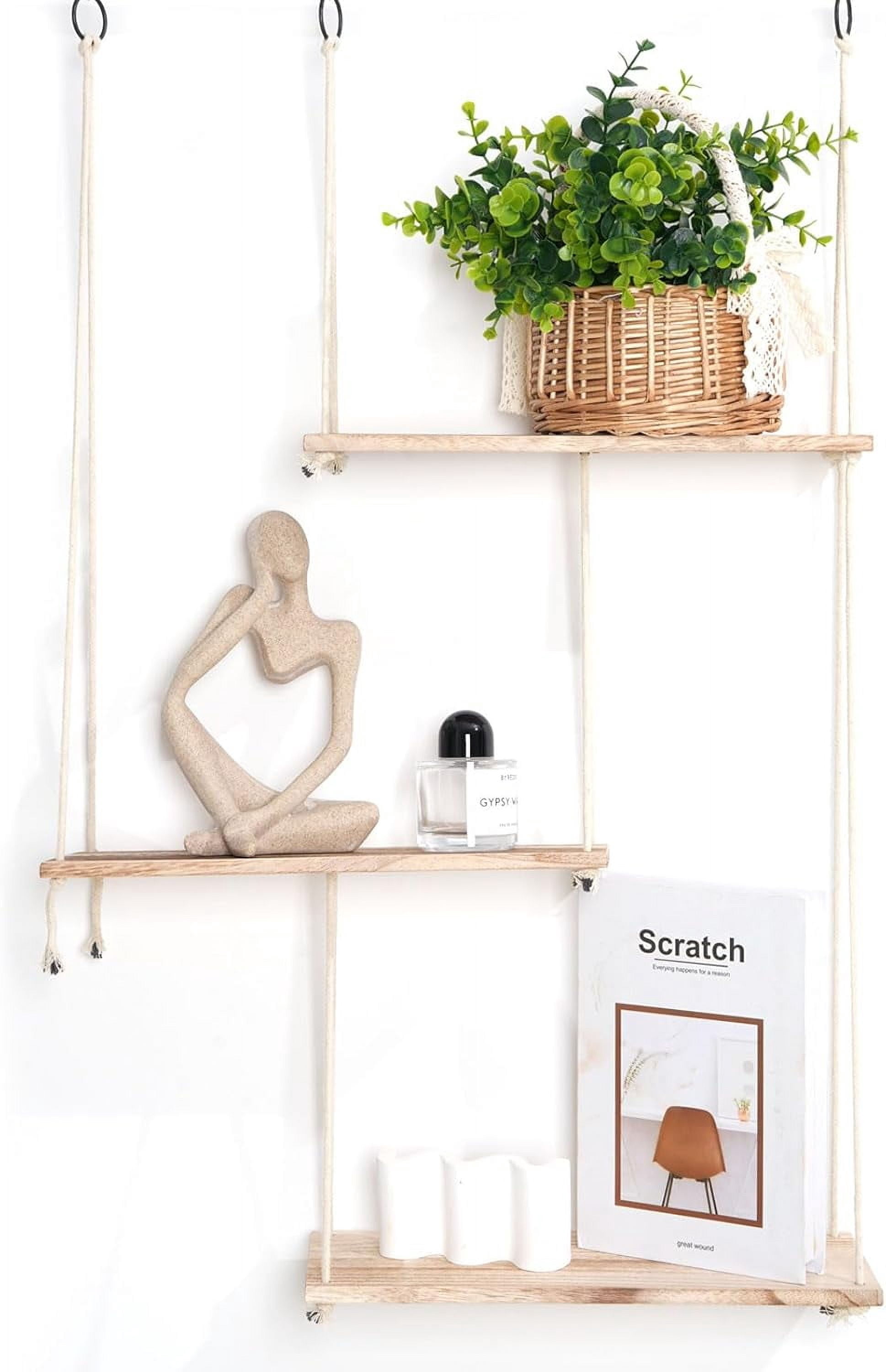 Hltop Decorative Wood Sheves for Wall Hanging Floating Swing Storage ...