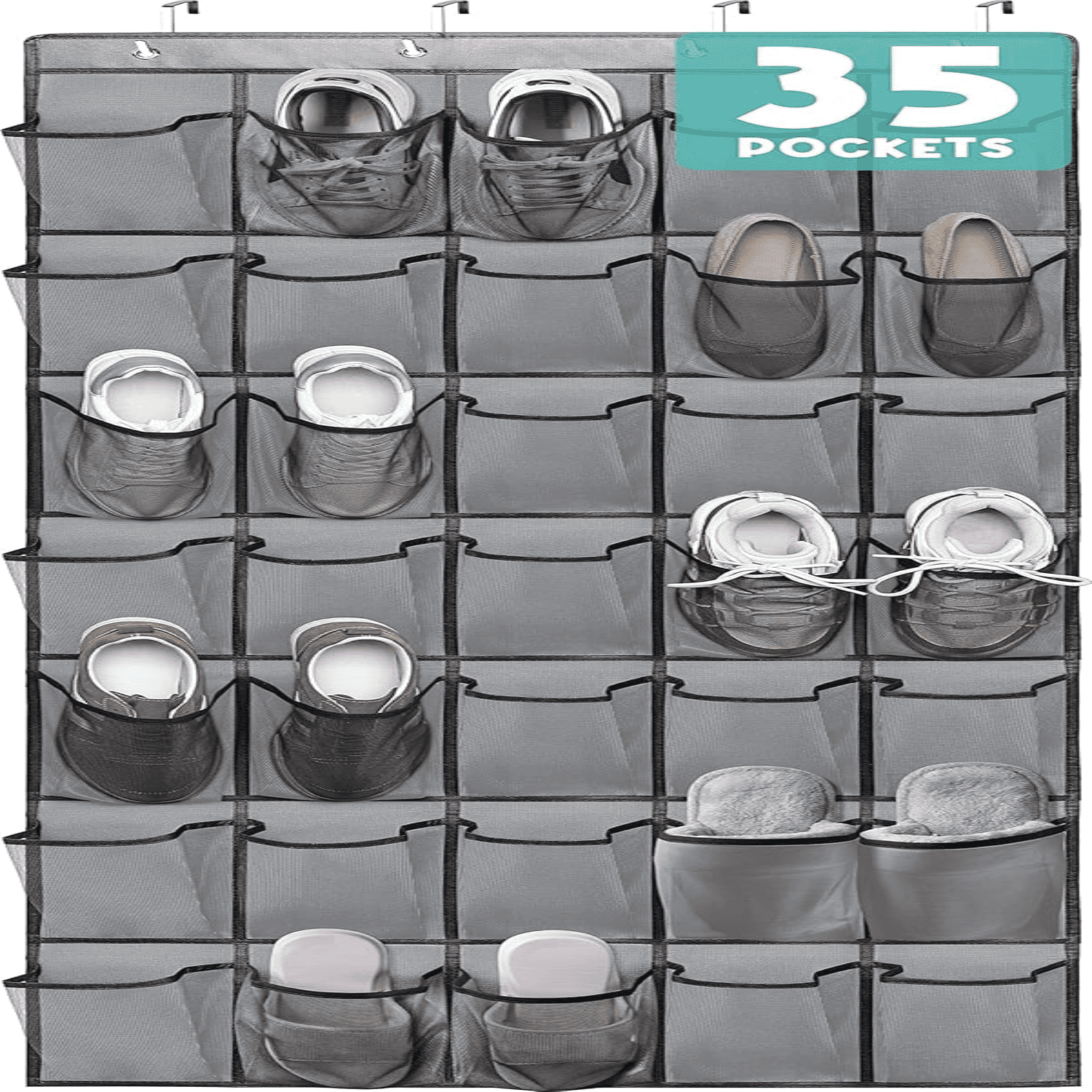 Hltop Over The Door Shoe Organizers 35 Mesh Pockets Hanging Shoe ...
