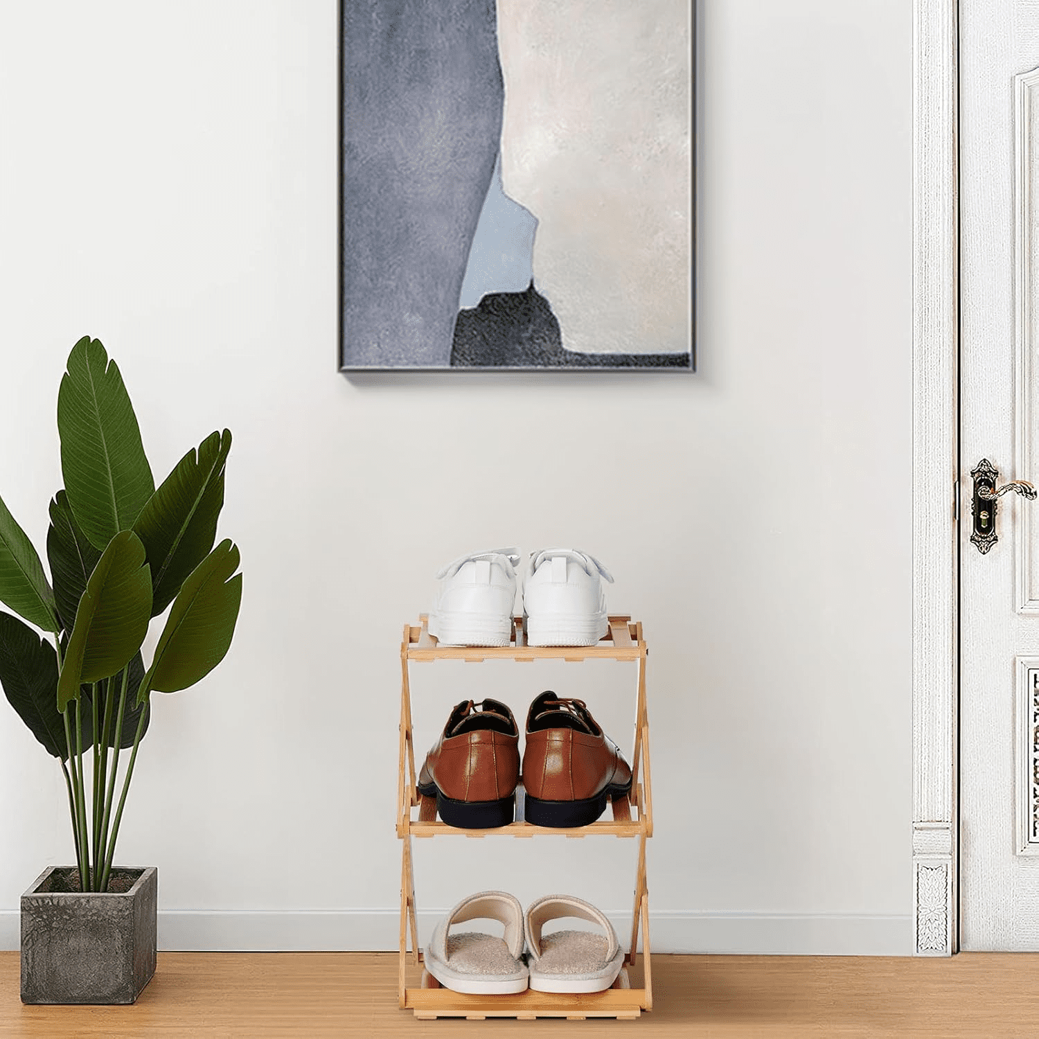 Hltop Foldable Bamboo Shoe Rack Small Shoe Stand Shoe Rack Small Space ...