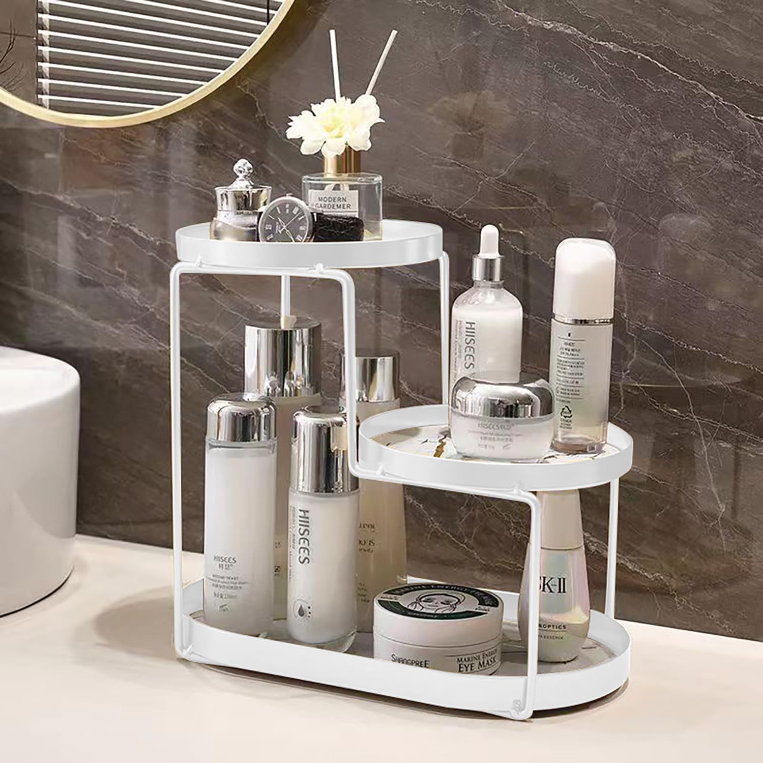 Hltop Metal Makeup Organizer for Vanity Gold Perfume Organizer for ...