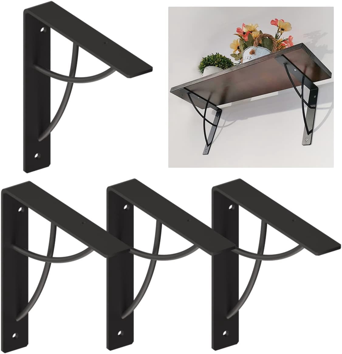 Hltop WAALIJI Metal Shelf Brackets Gold Heavy Duty Shelf Bracket 7 Inch ...