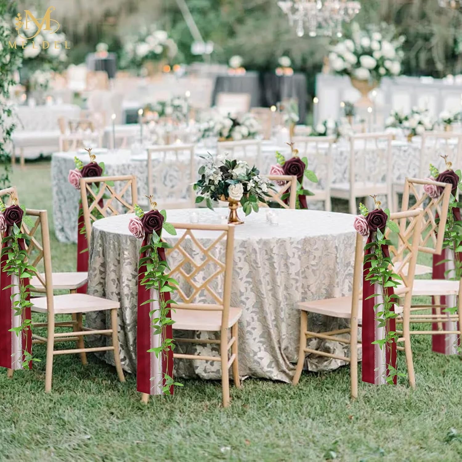 Hltor 10Pcs Elegnat Wedding Chair Back Decorations Aisle Artificial ...