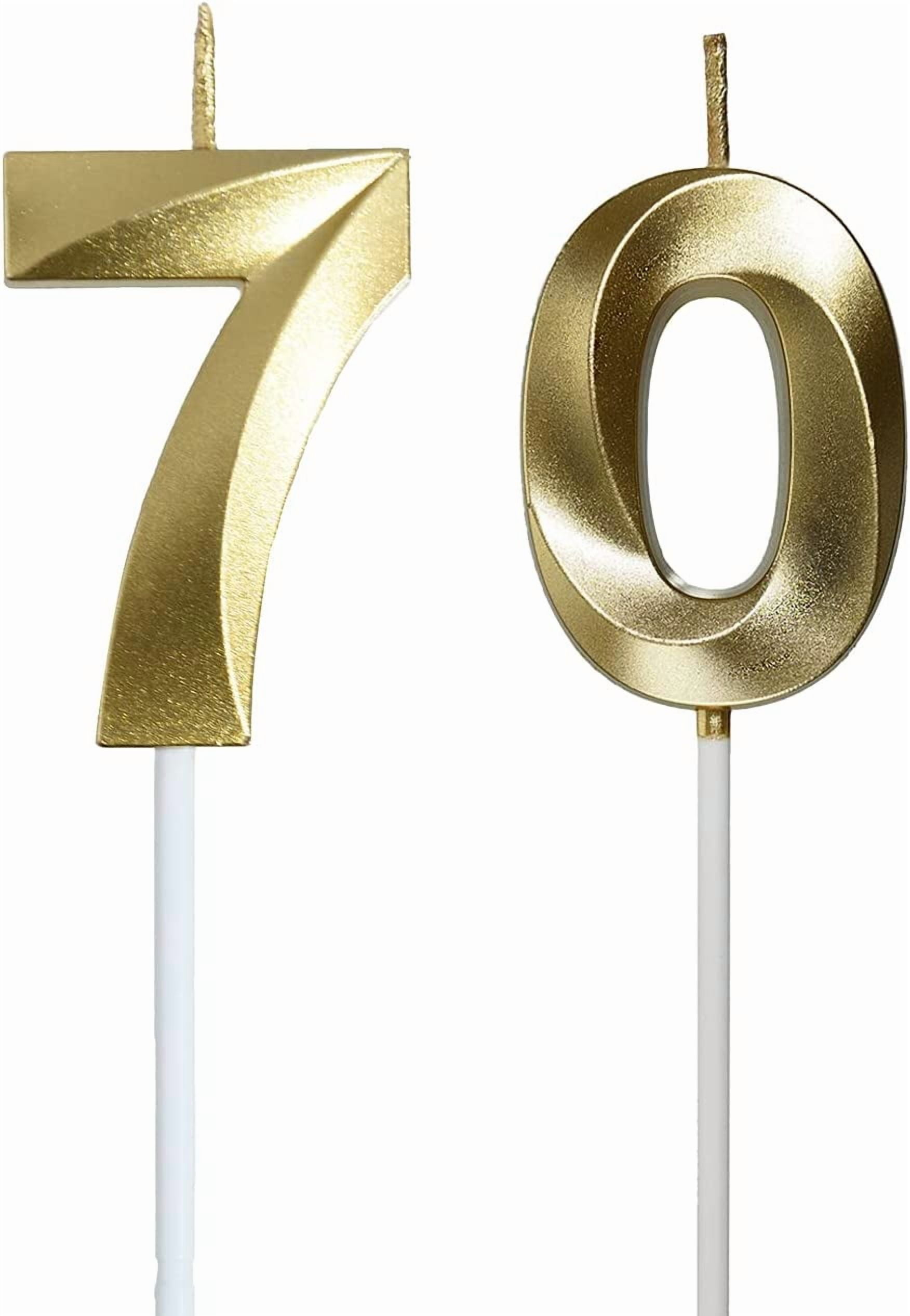 Hltser 70th Birthday Candles Gold Number 70 Cake Toppers 70th Birthday ...