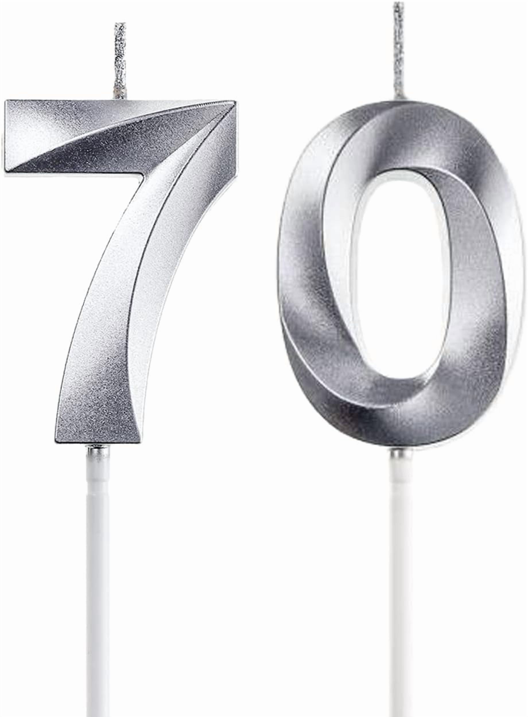 Hltser 70th Birthday Candles Gold Number 70 Cake Toppers 70th Birthday ...