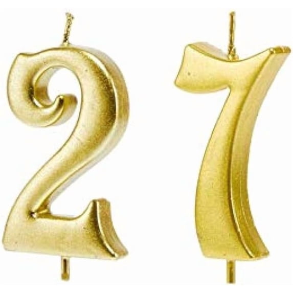 Hltser Gold 27th Birthday Candles Number 27 Cake Topper for Birthday ...