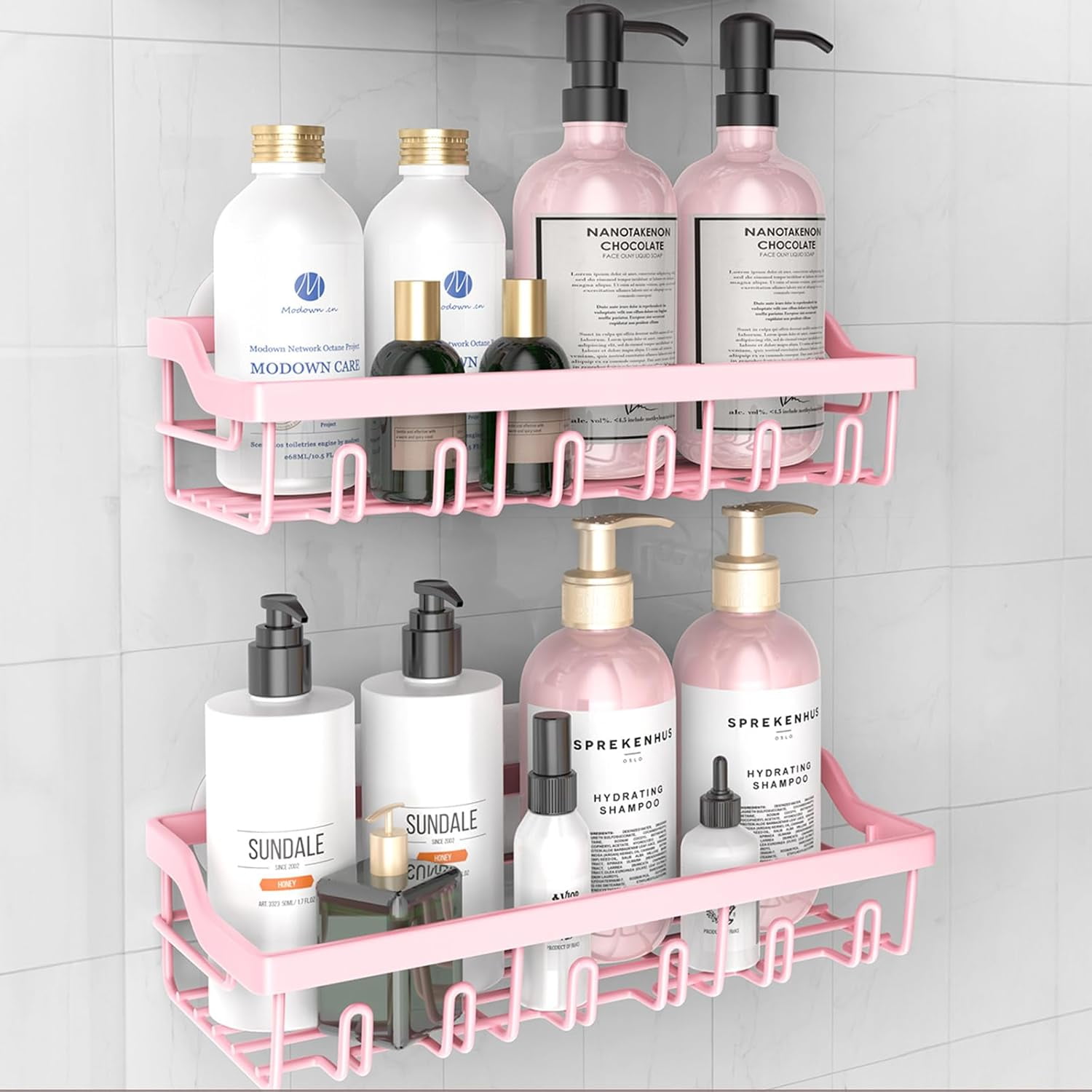 Hltqwe 5 Pack Adhesive Shower Caddy Rustproof Stainless Steel Shower ...