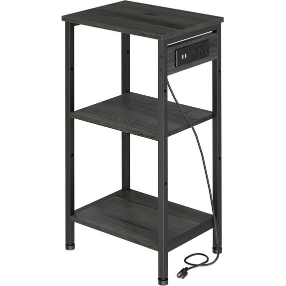 Hltsar Tall End Table with Charging Station 3 Tier Narrow Tall ...