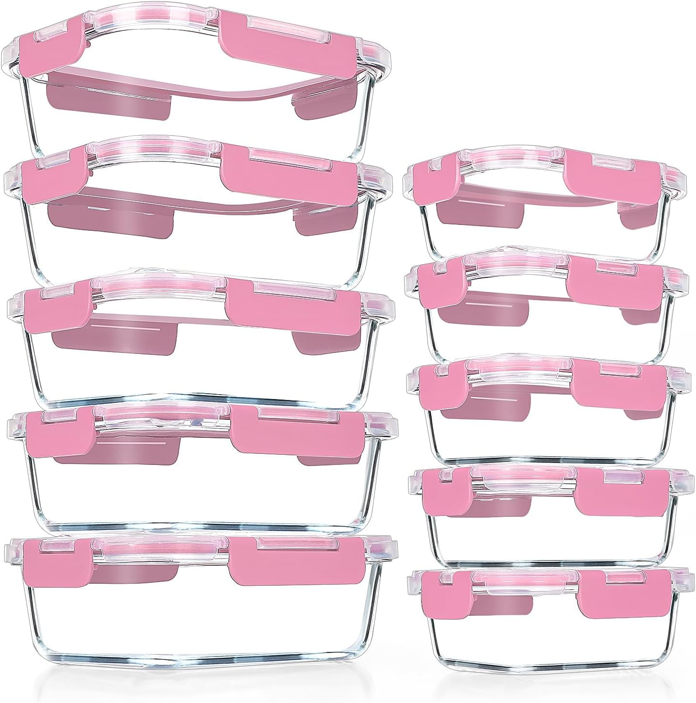Hltser 10 Pack Glass Meal Prep Containers Airtight Glass Lunch ...