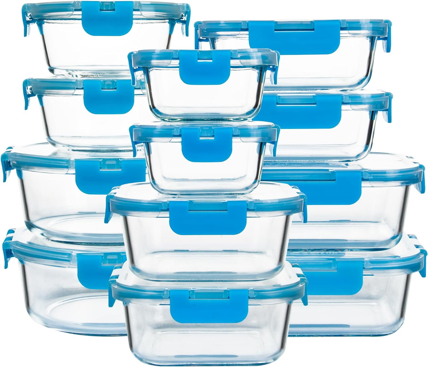 Hltser 12 Pack Glass Storage Containers with Lids Leak-Proof Meal Prep ...