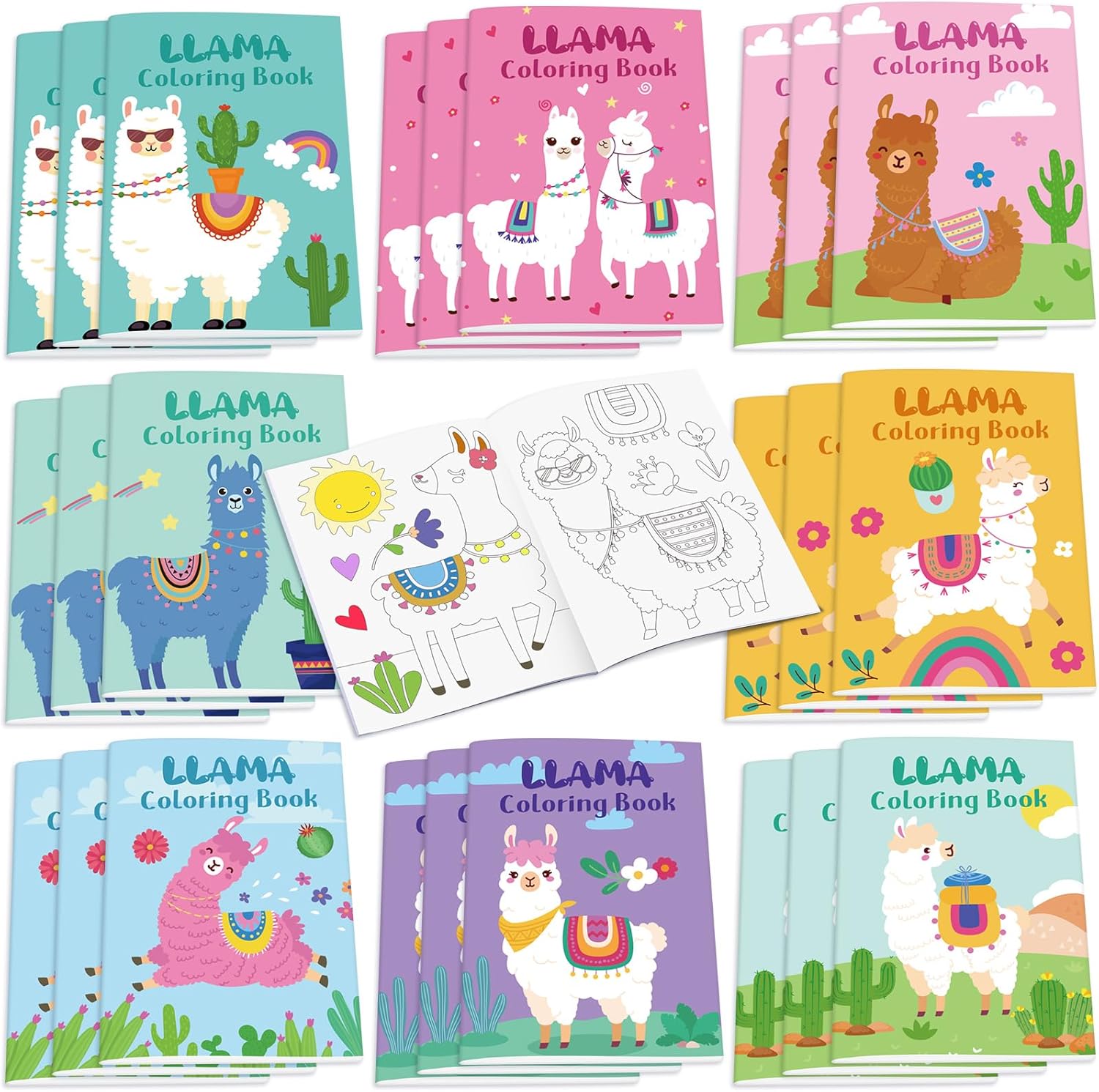 Hltser 24 Set Llama Coloring Books Llama Party Favors Bulk DIY Color ...