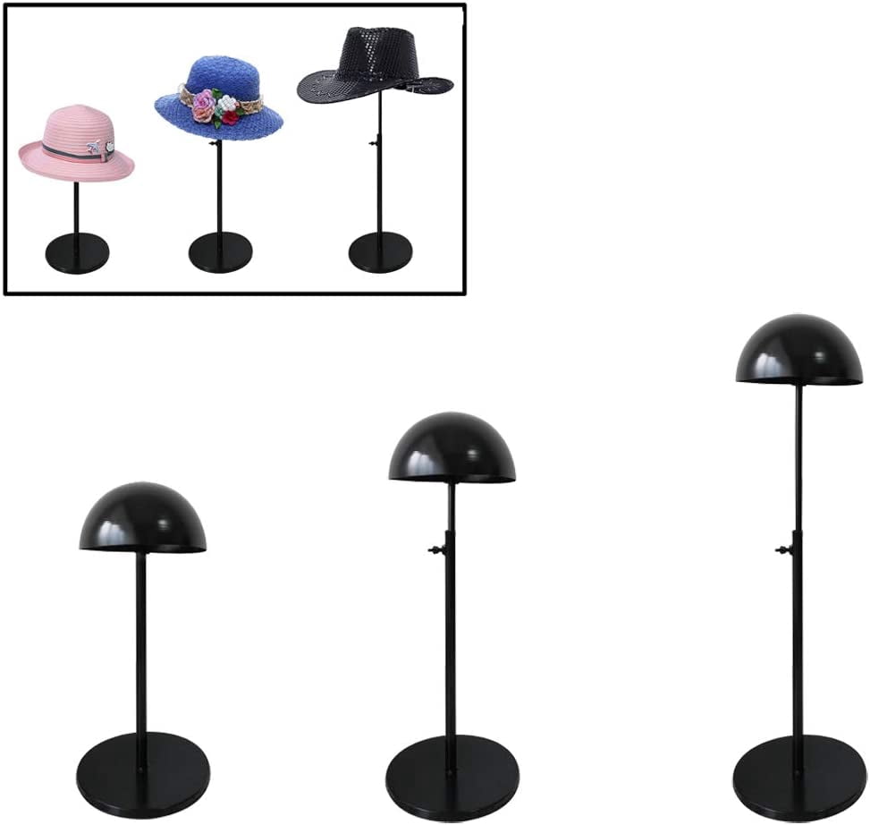 Hltser 3 Pack Black Adjustable Hat Stand Organizer Metal Dome Shape ...