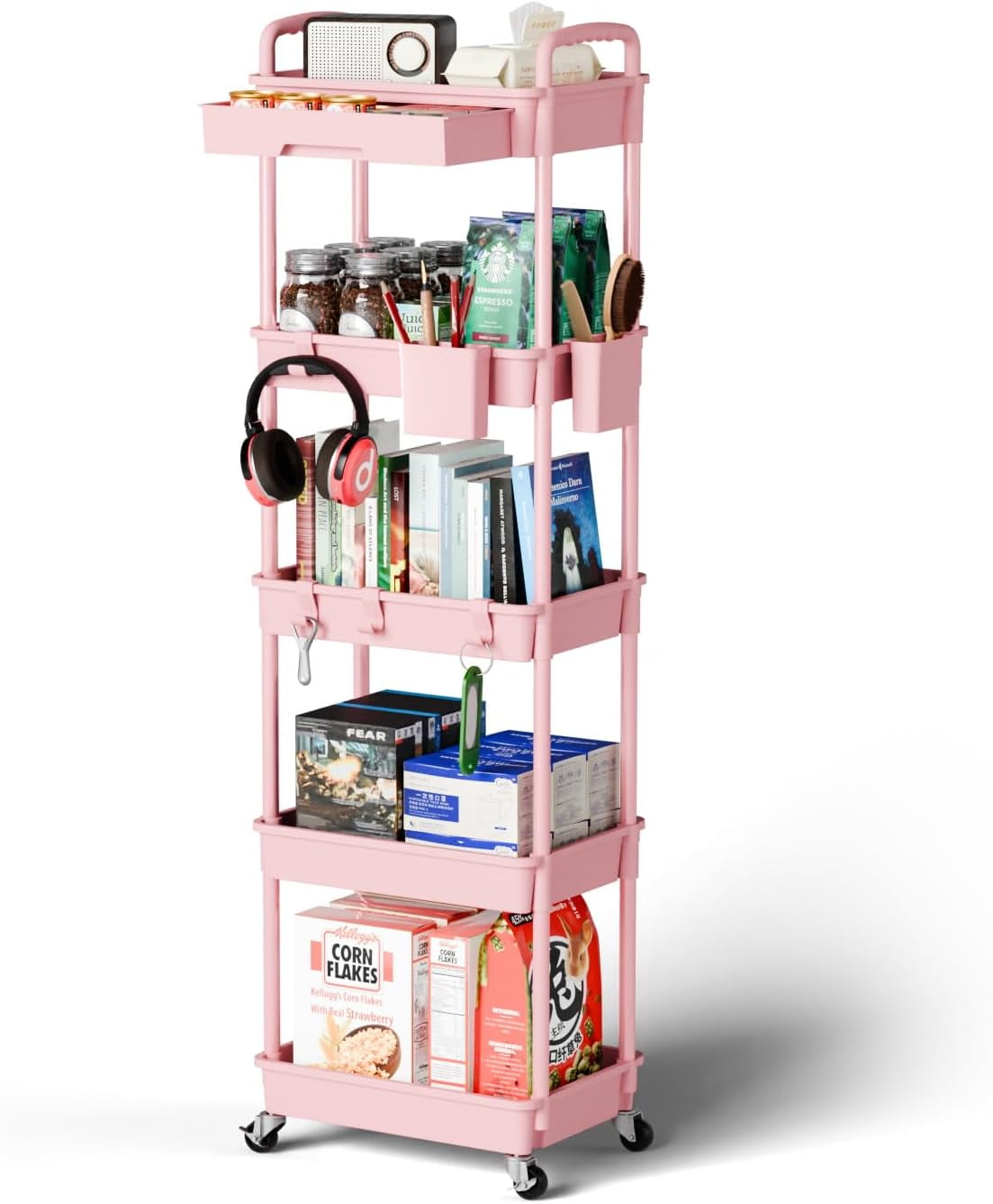 Hltser 3 Tier Rolling Cart Organizer Laundry Room Bathroom Organizers ...
