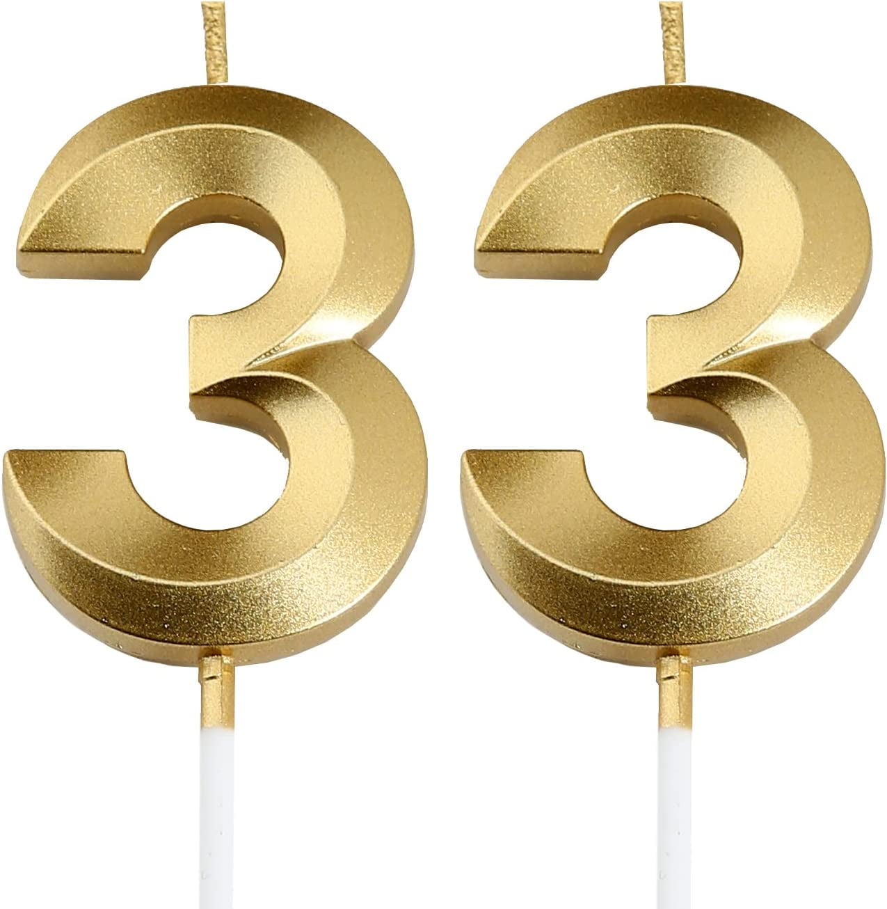 Hltser 33 Birthday Candles Gold Number 33rd Cake Topper for Birthday ...