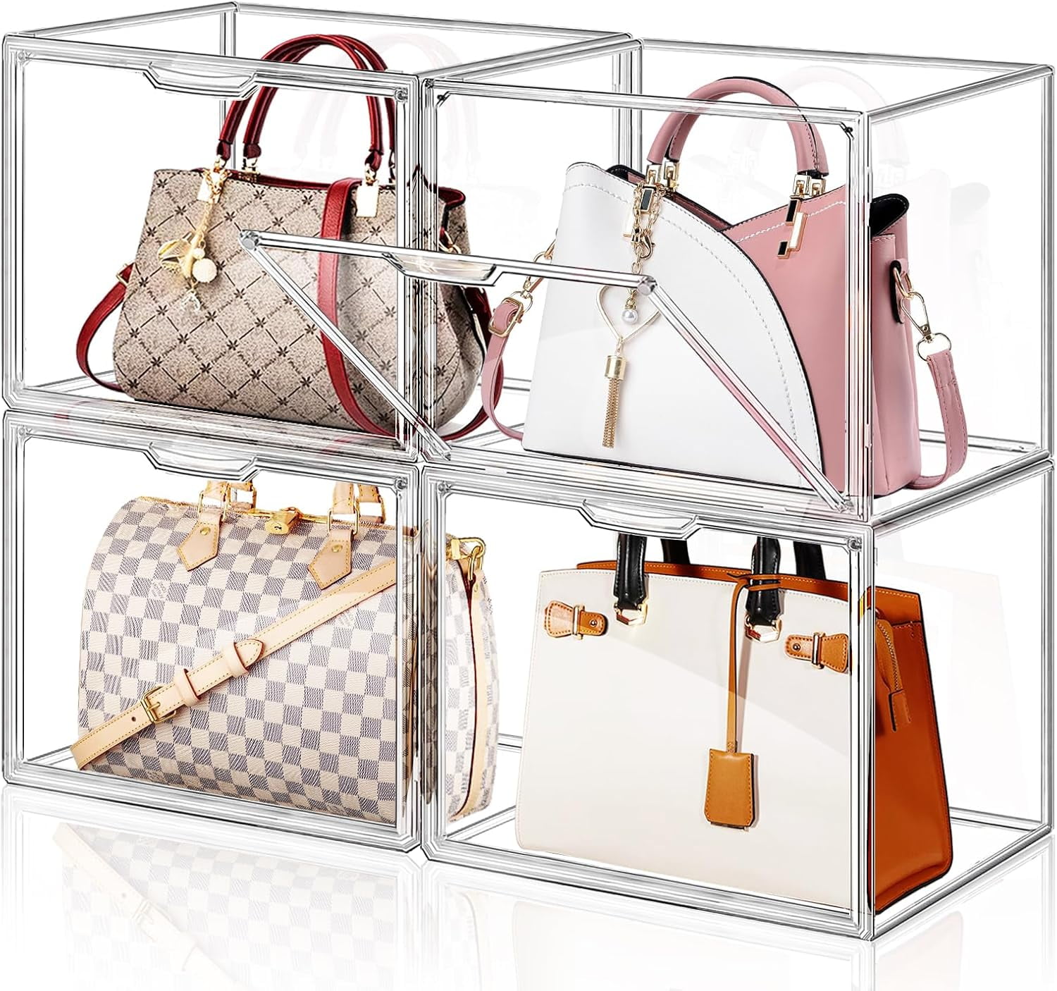 Hltser 4 Pack Handbag Storage Organizer for Closet Transparent Gray ...