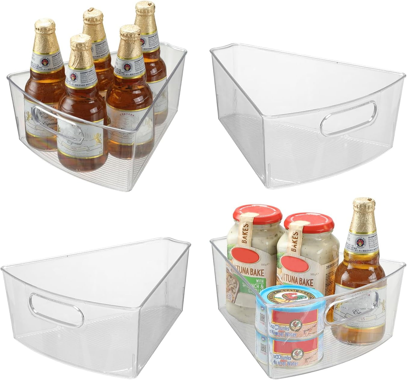 Hltser 4 Pack Plastic Wedge Storage Bin Lazy Susan Storage Containers ...
