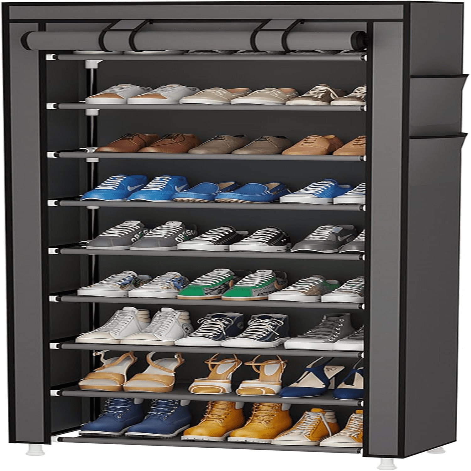 Hltser 5 Tier Shoe Rack Organizer Portable Shoe Shelf with Nonwoven ...