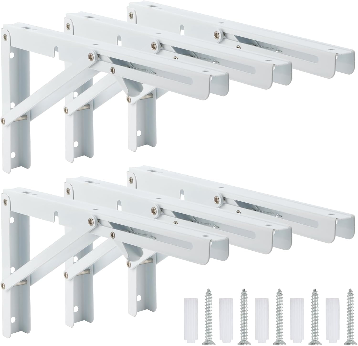 Hltser 6 Pack 12 Inches Folding Shelf Heavy Duty Collapsible Shelf ...