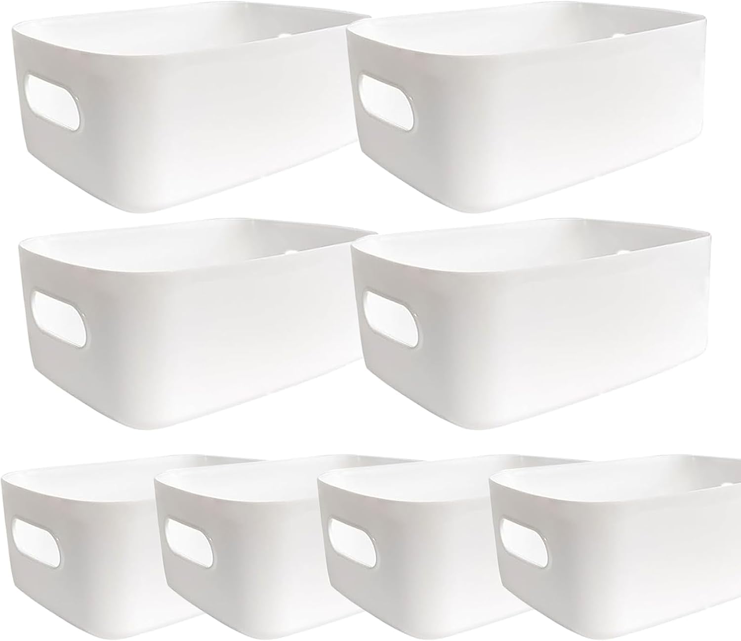Hltser 8 Pack Plastic Storage Bins and Baskets White Storage Containers ...