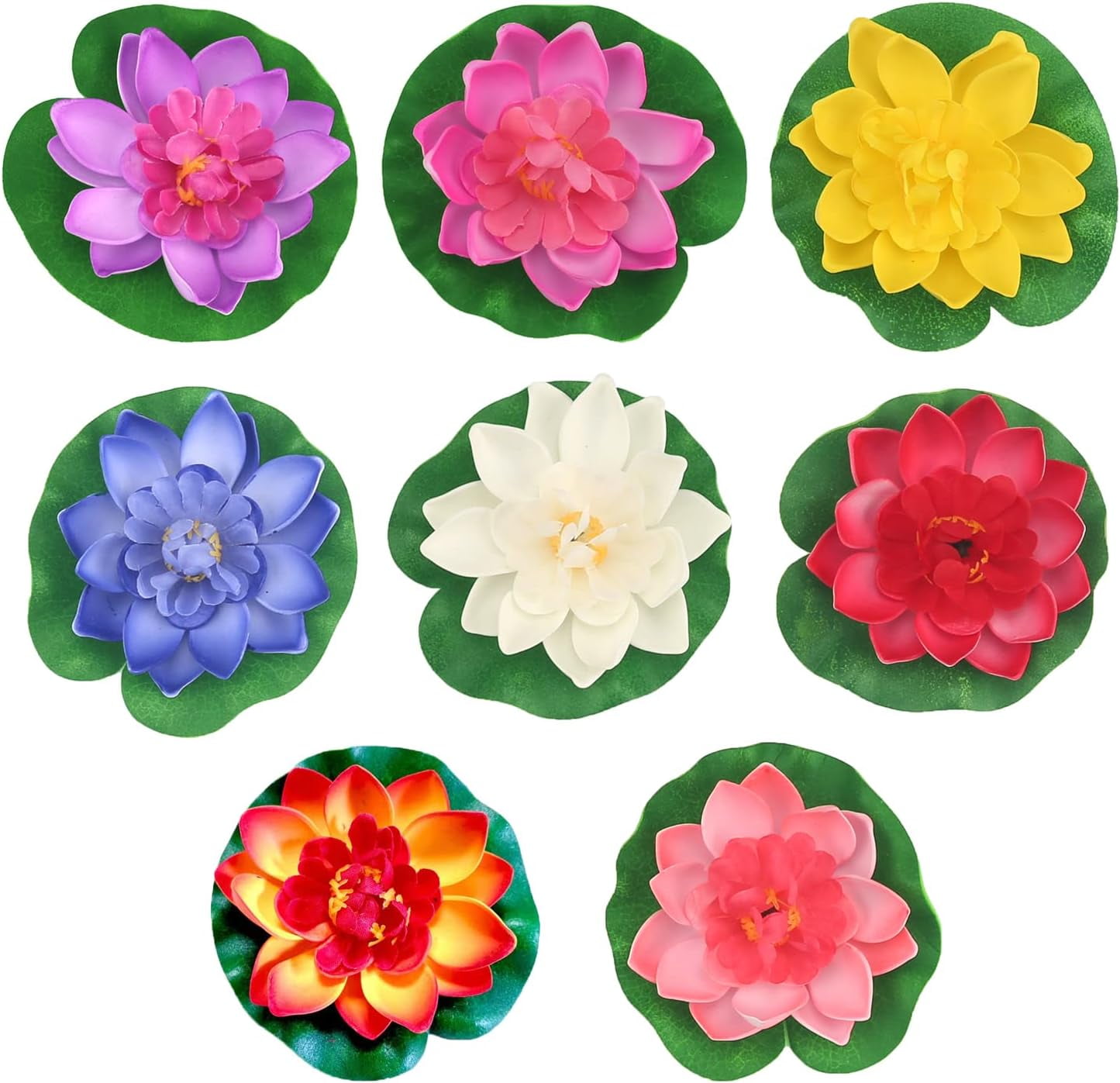 Hltser 8 Pcs Artificial Floating Foam Lotus Flowers Realistic Water ...
