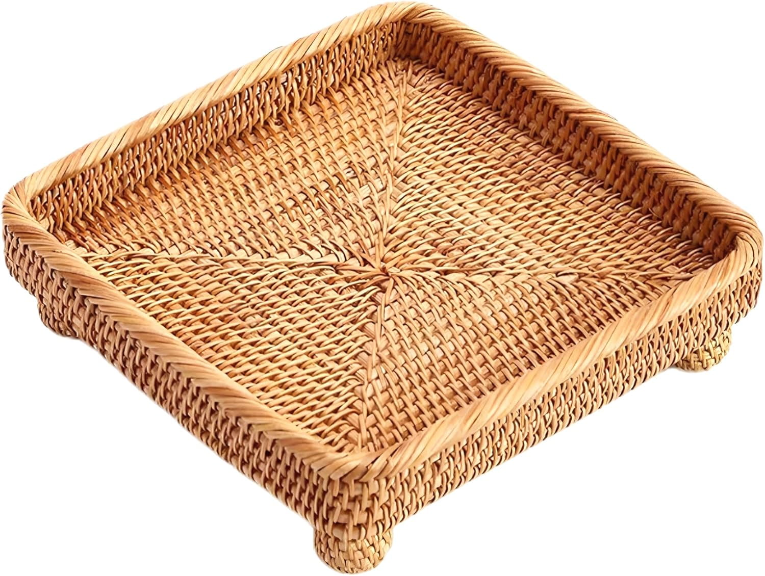 Hltser 9" Square Rattan Decorative Riser for Display Small Items ...