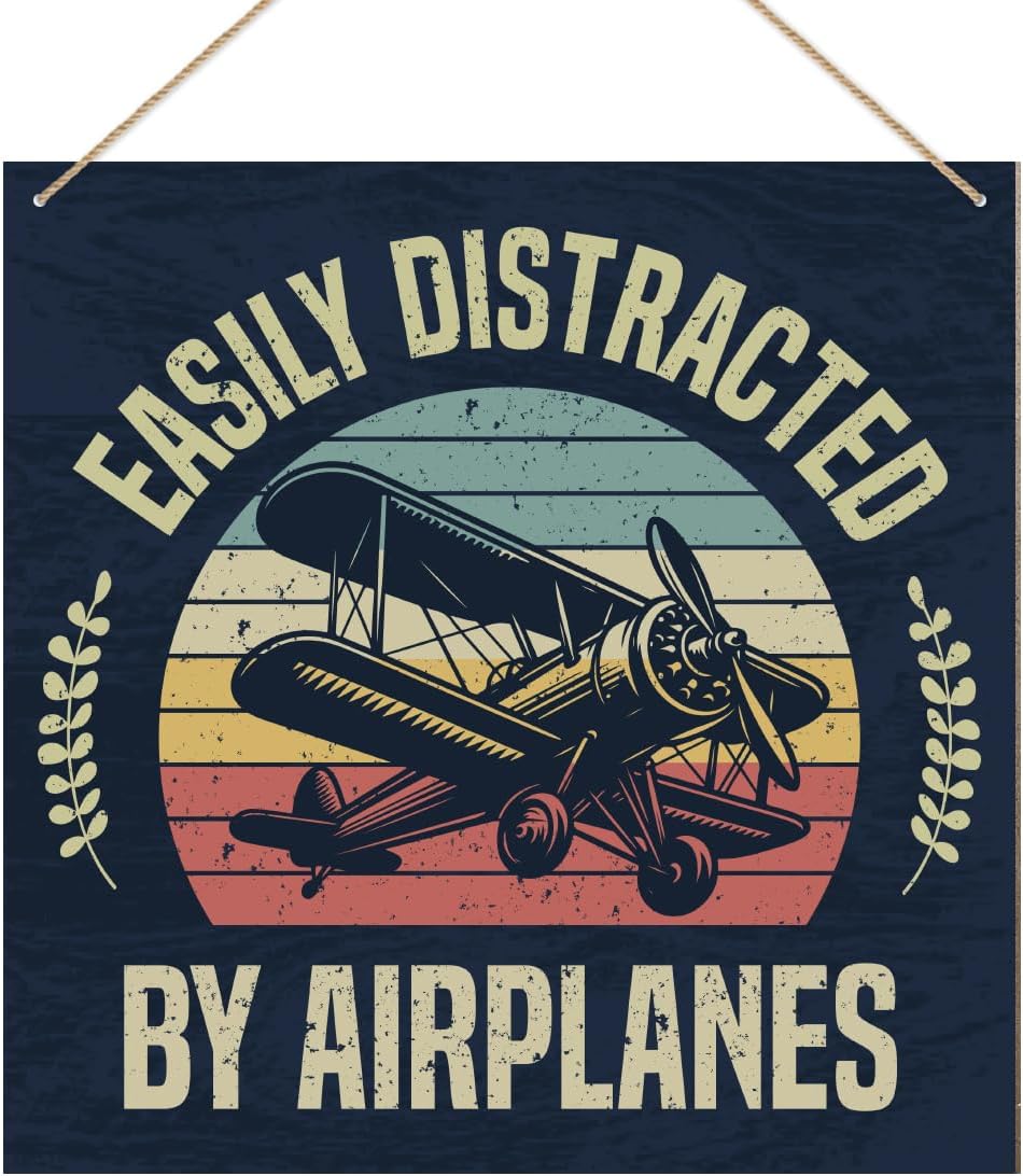 Hltser Airplane Decor Pilot Lounge Wooden Hanging Sign Aviation ...