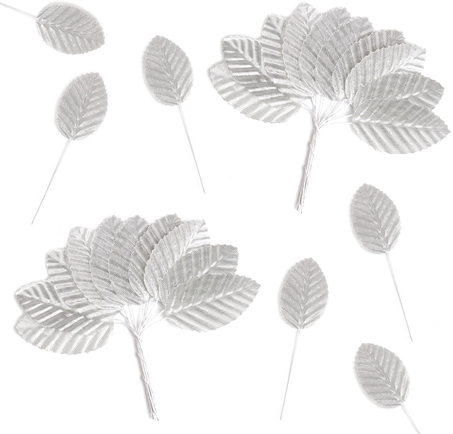 Hltser Artificial Leaves 200 Pieces Faux Wired Single Leaf Fake Rose ...
