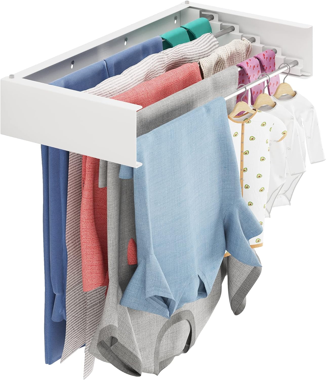 Hltser BGT Collapsible Wall Mounted Drying Rack Space Saver Retractable ...