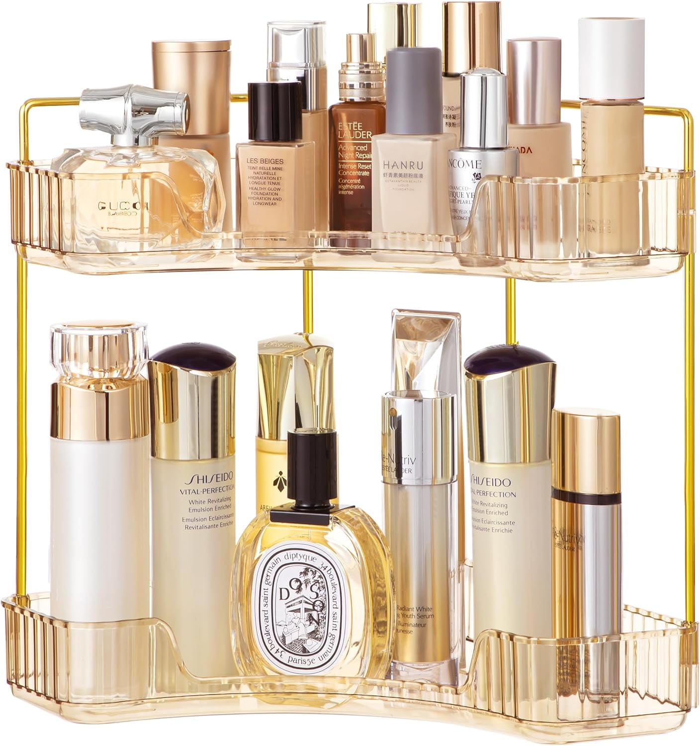 Hltser Bathroom Countertop Organizer 2 Tier Corner Makeup Organizer ...